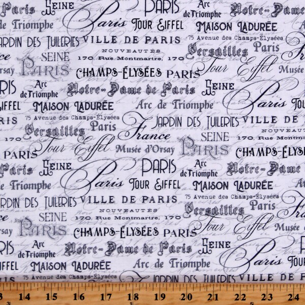 French Script Fabric - Etsy