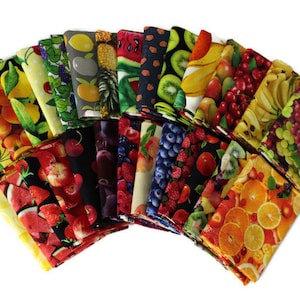 10 Fat Quarters - Fruit Citrus Fruity Food Apples Cherries Pears ...
