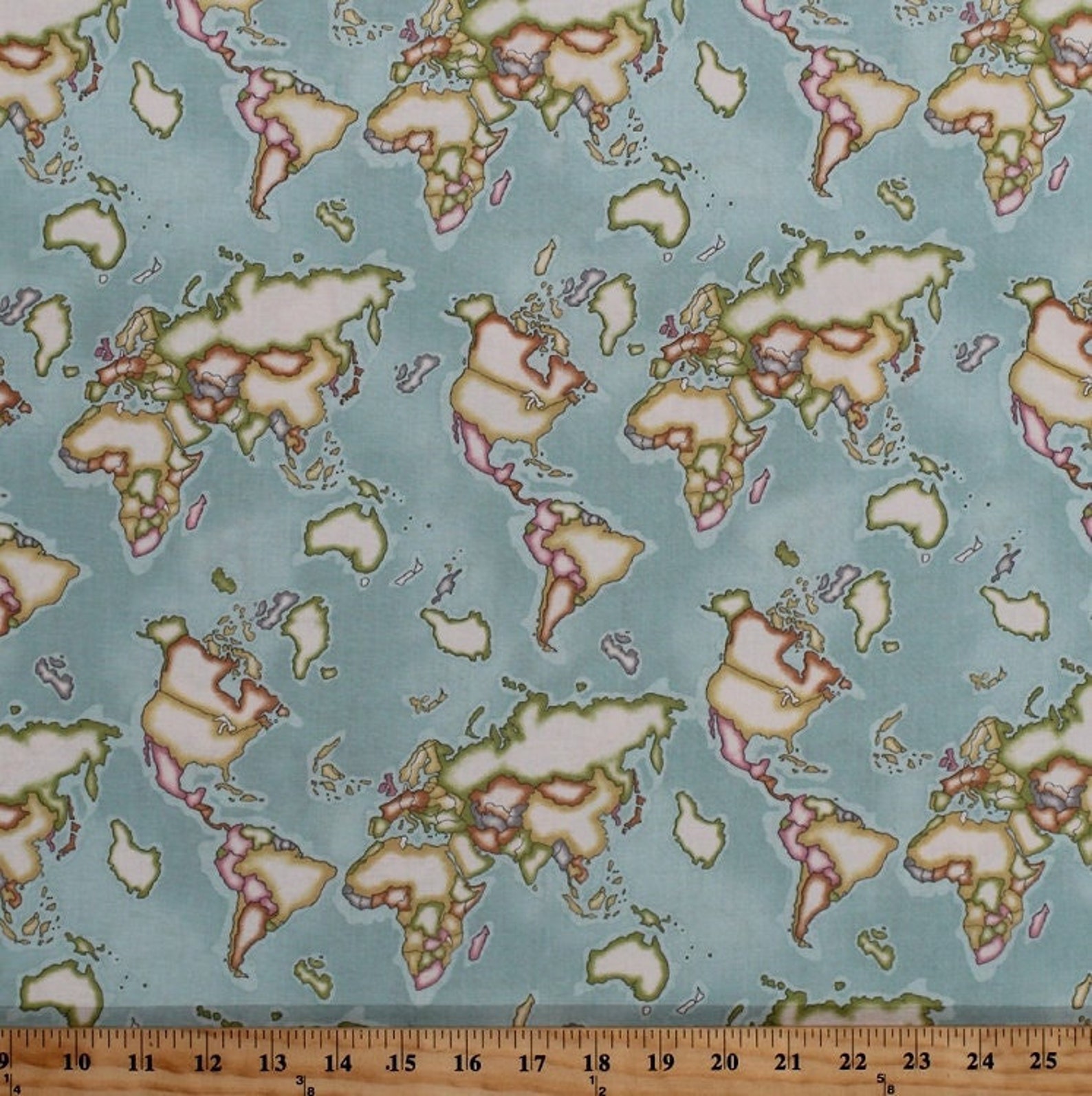 Cotton World Map Maps Continents Countries Oceans Travel | Etsy