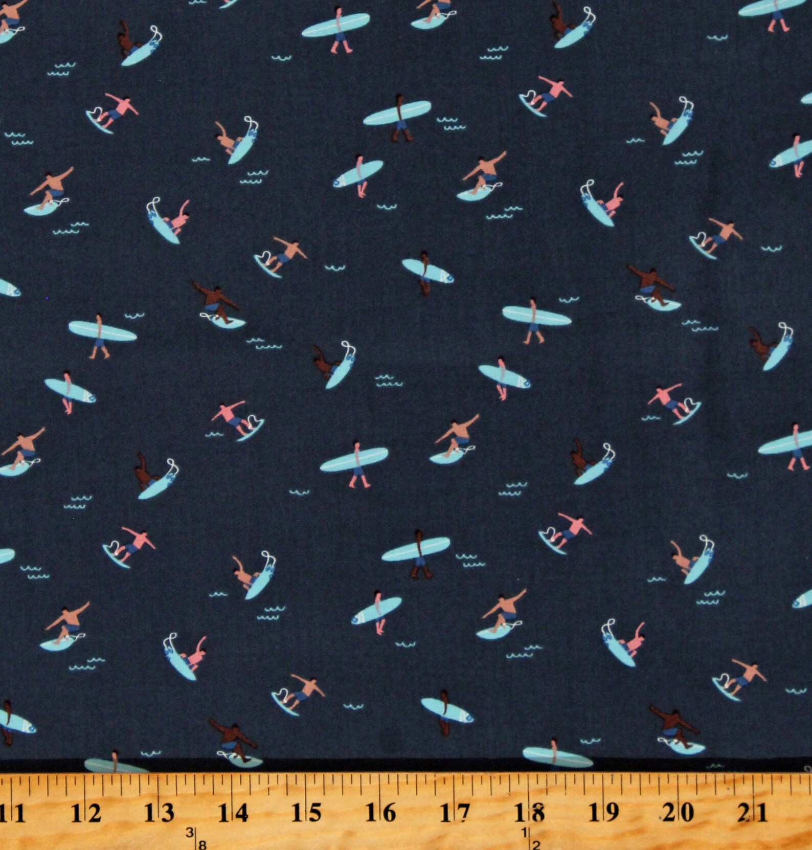 Cotton Surfing Water Ocean Waves People Riptide Blue Cotton - Etsy