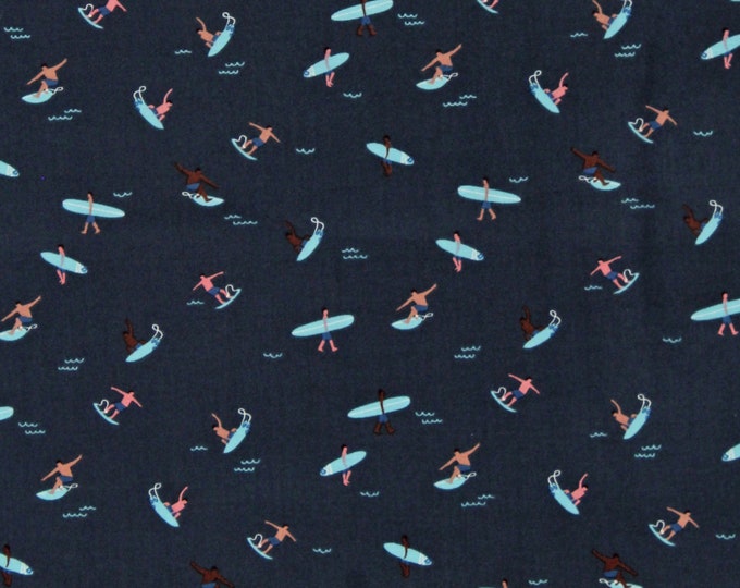 Surf Fabric Surf's up by Hipkiddesigns White Pink Green Watercolor ...