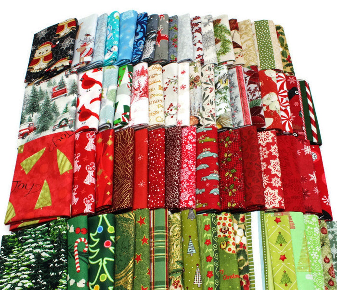 10 Fat Quarters - Christmas Holiday Festive Winter Assorted Quality ...