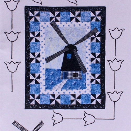 Windmill in Blue Dutch Windmill Wall-hanging Quilting Quilt - Etsy