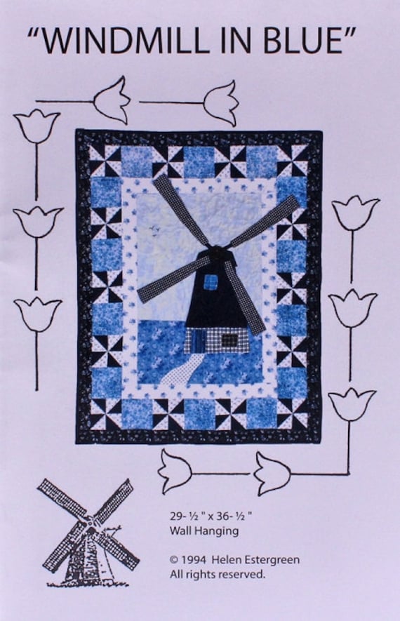 Windmill in Blue Dutch Windmill Wall-hanging Quilting Quilt - Etsy