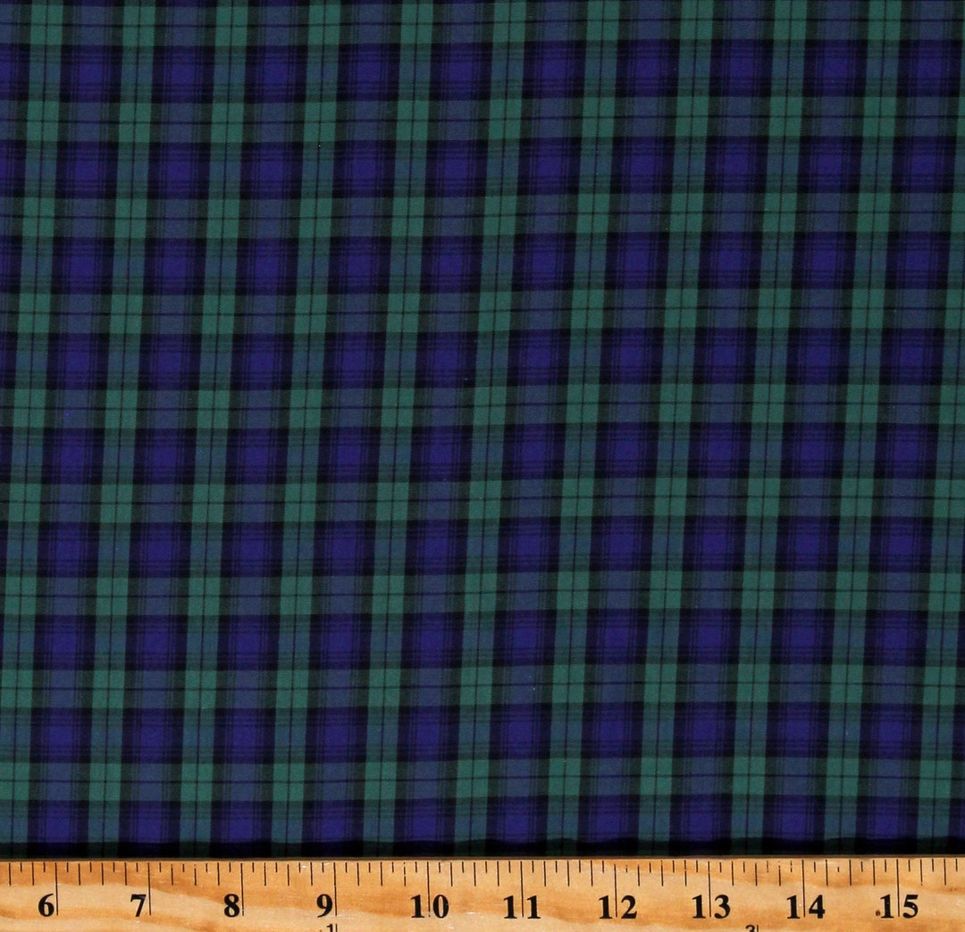 Cotton Sevenberry Classic Plaids Green and Blue Plaid Squares Cotton ...