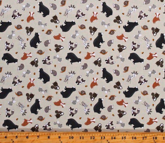 Cotton Woodland Animals Critters Bears Bunnies Foxes Deer - Etsy