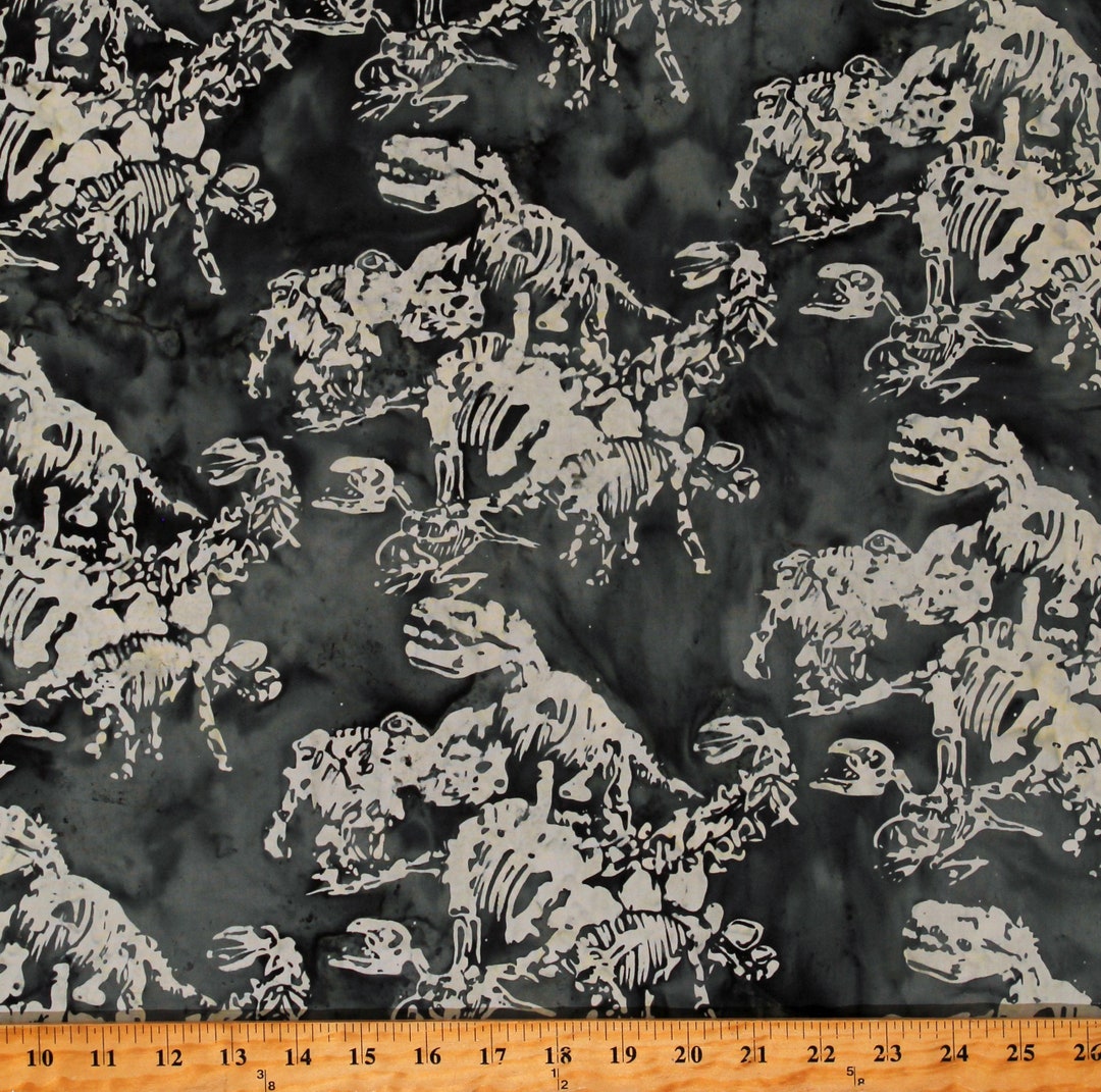 Cotton Batiks Dinosaurs Dinos Fossilized Fossils Bones Skeletons T-rex ...