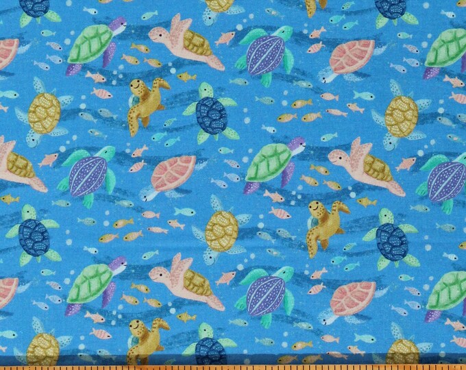 Beach Fabric Sea Turtles on Blue and White by Shellypenko Beach Turtles ...
