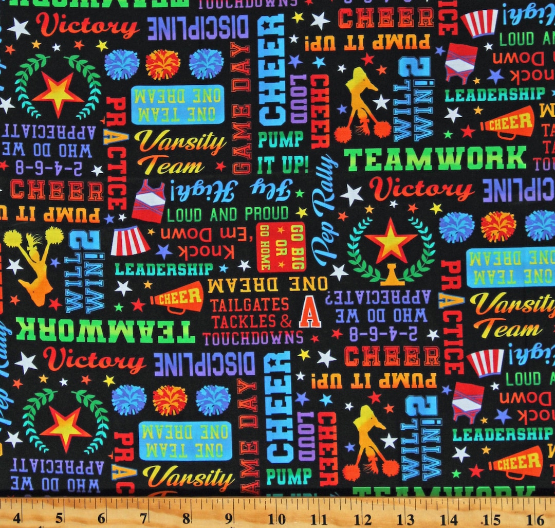 Cotton Cheerleader Words Text Cheer Squad Cheer Team Sports Black ...