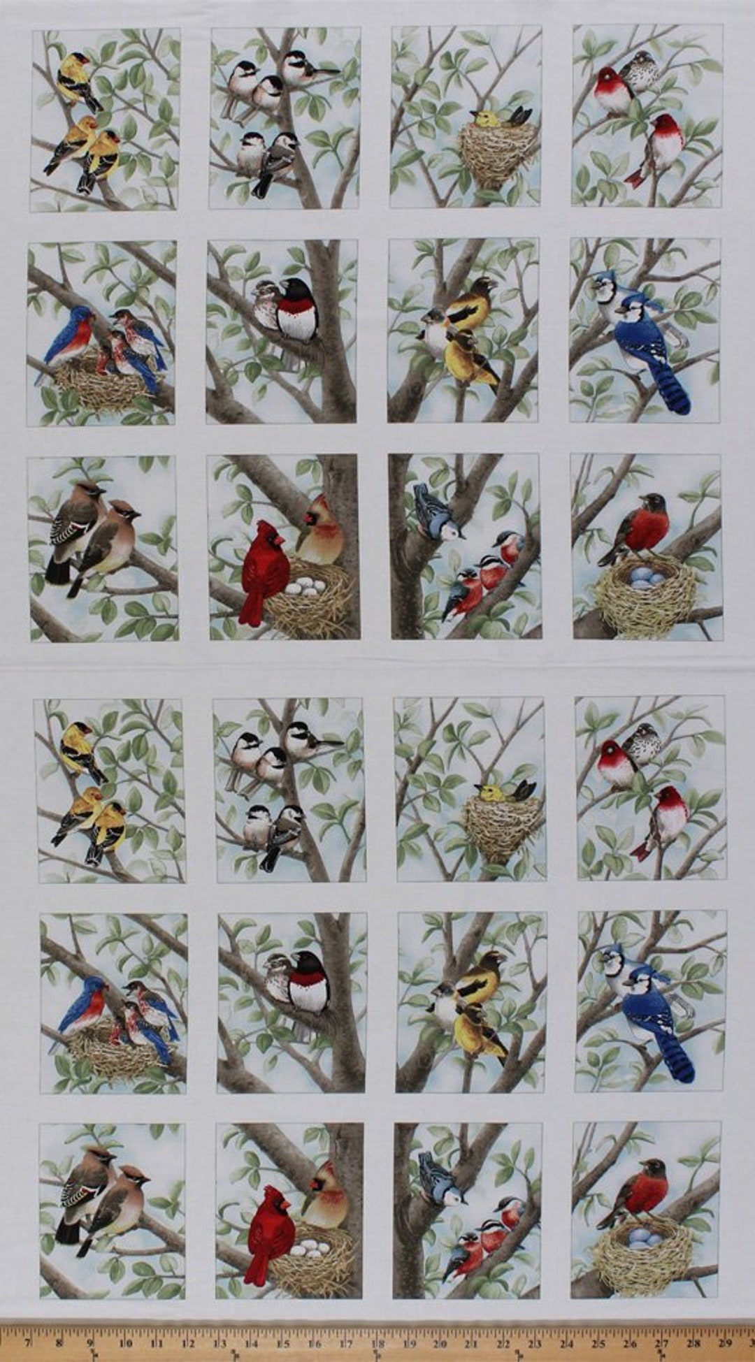 Beautiful Birds - 23.5" X 44" Panel Bird Nesting Bird-watching Nests ...