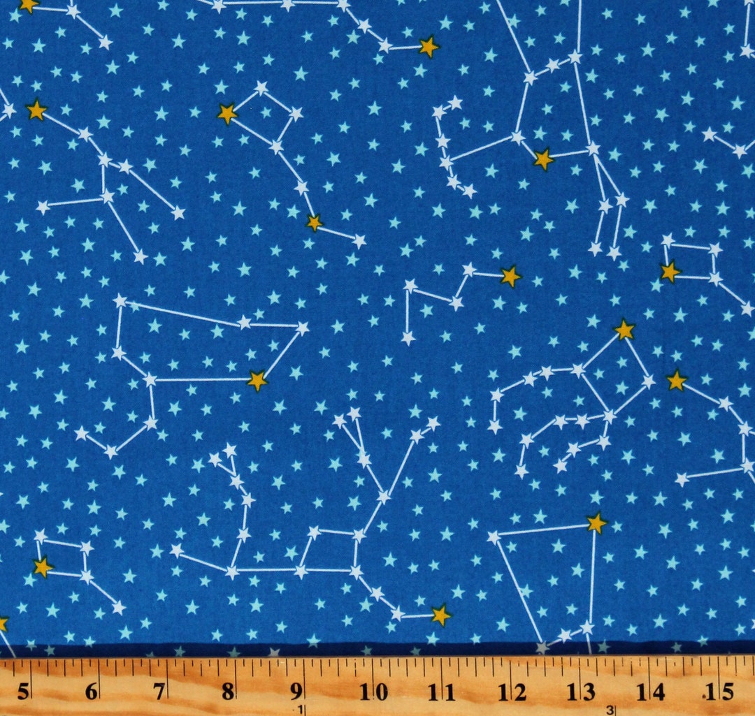 Cotton Stars Constellations Outer Space Dino-soar Kids Children's Blue ...