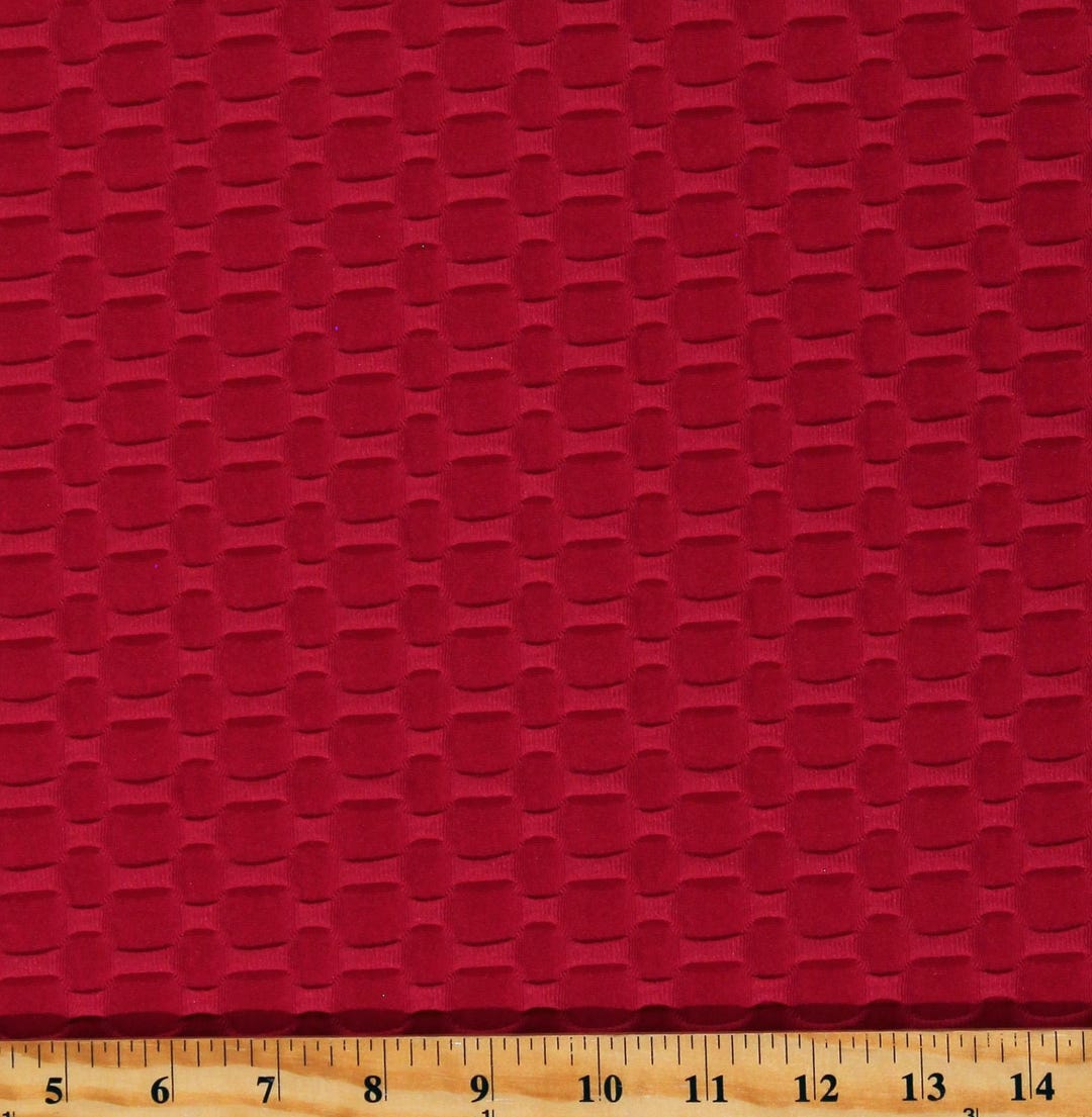 Honeycomb Texture Knit Solid Cherry Red Stretch Polyester/spandex Blend ...