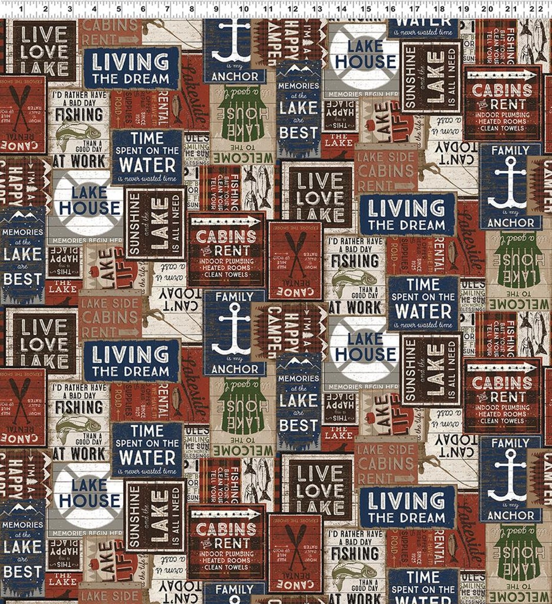 Cotton on Lake Time Lake House Signs Lake Life Fishing Multicolor ...