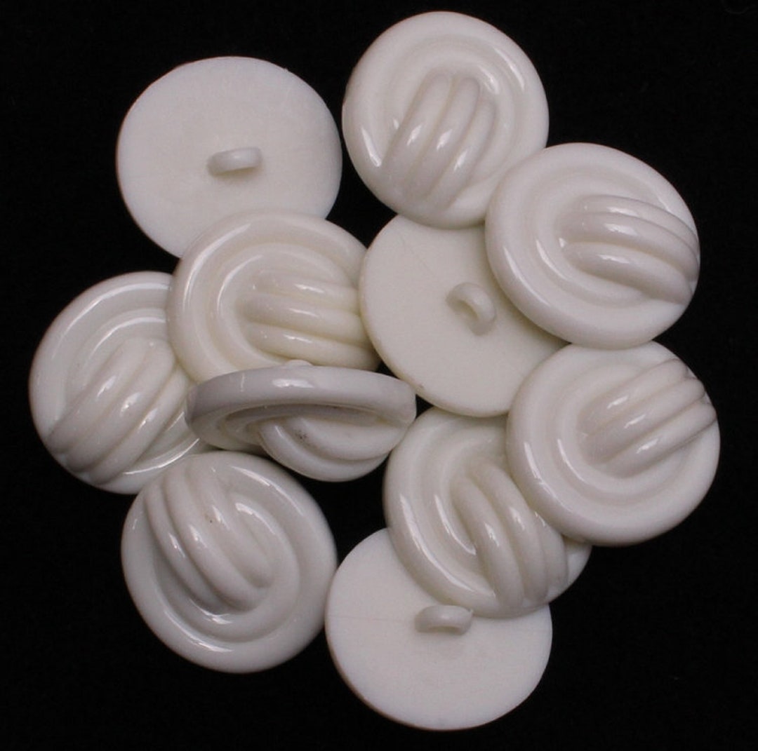 24 Count Buttons - 1.125" Off-white Plastic Raised Design Shank Buttons ...