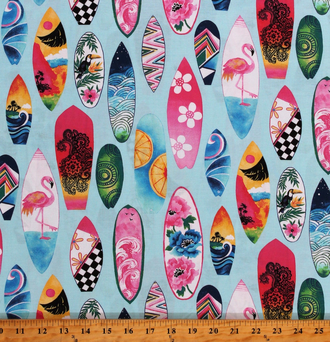 Cotton Surfboards Surfing Beach Ocean Summer Vacation Surfside Blue ...