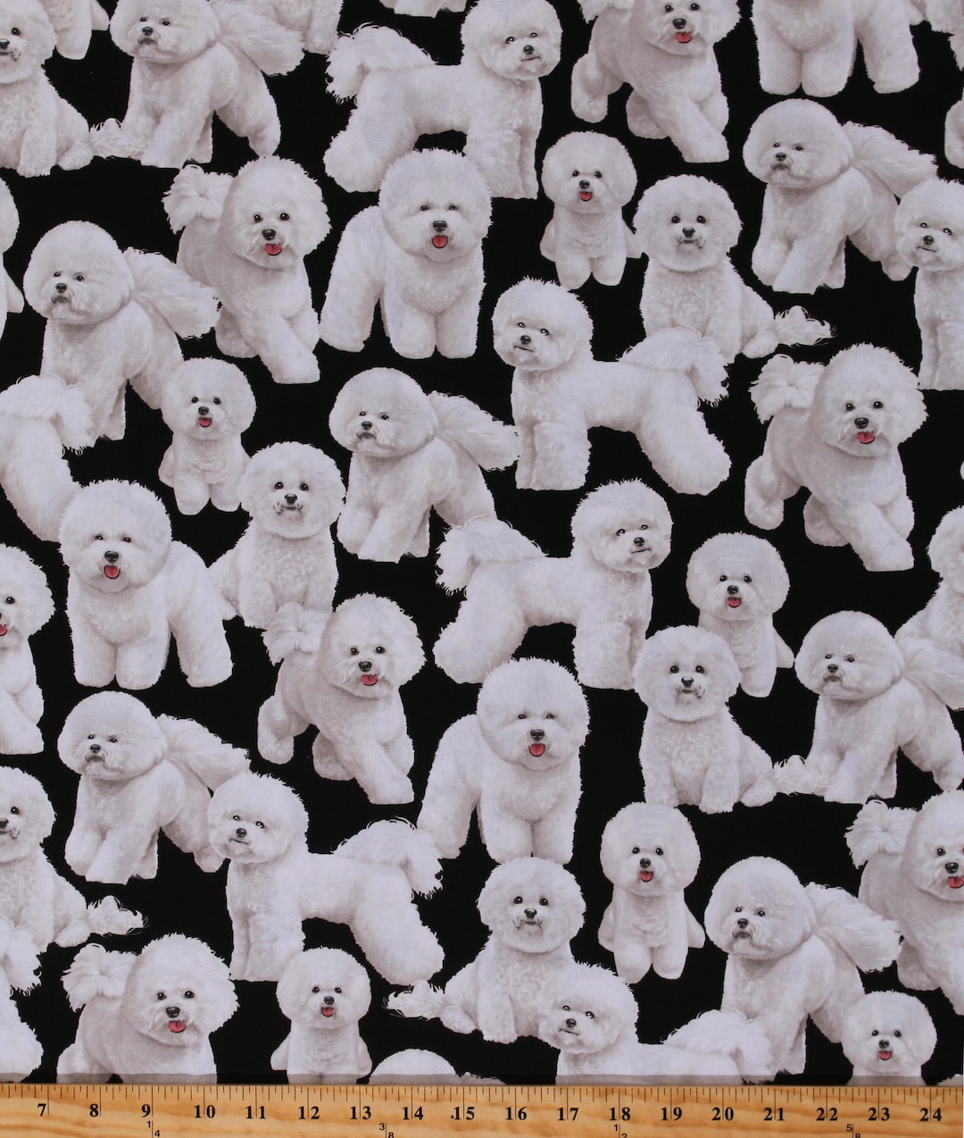 Cotton Dogs Bichon Frise Toy Dogs Animals Pets Canine Cotton Fabric ...