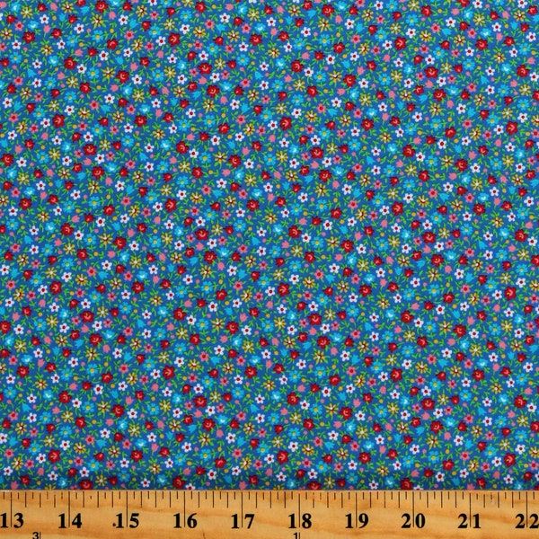 Blue Floral Fabric - Etsy