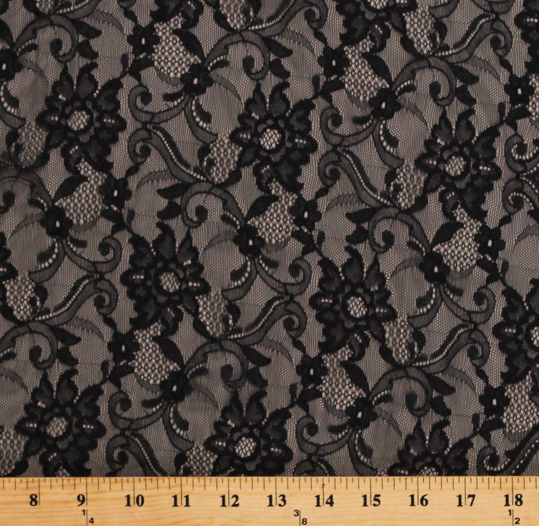 Lace Black Floral Paisley Design 60" Wide Polyester/blend Dutch Lace ...
