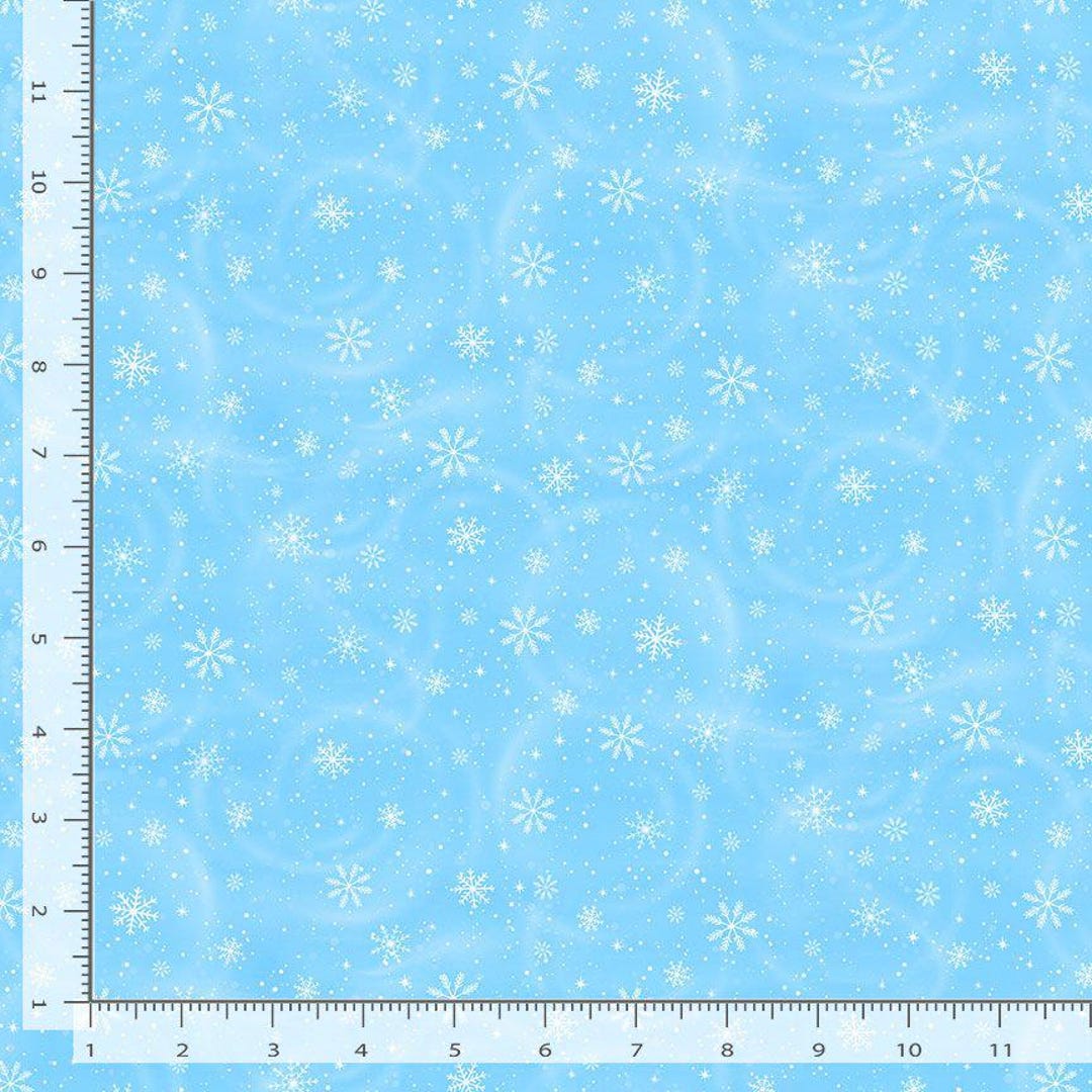 Cotton Winter Snowflakes Flurries Blizzard Swirl Light Blue Timeless ...