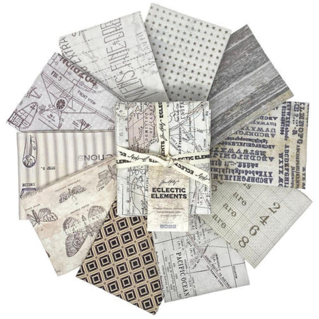 Fat Quarter Bundle - Tim Holtz Eclectic Elements Monochrome Freespirit ...