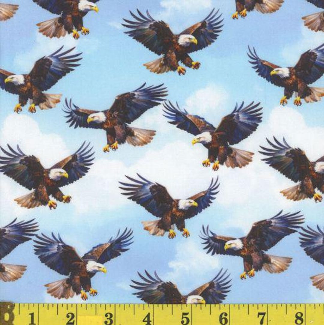 Cotton Wings of Glory Bald Eagle Birds Flying Sky Patriotic USA Mook ...