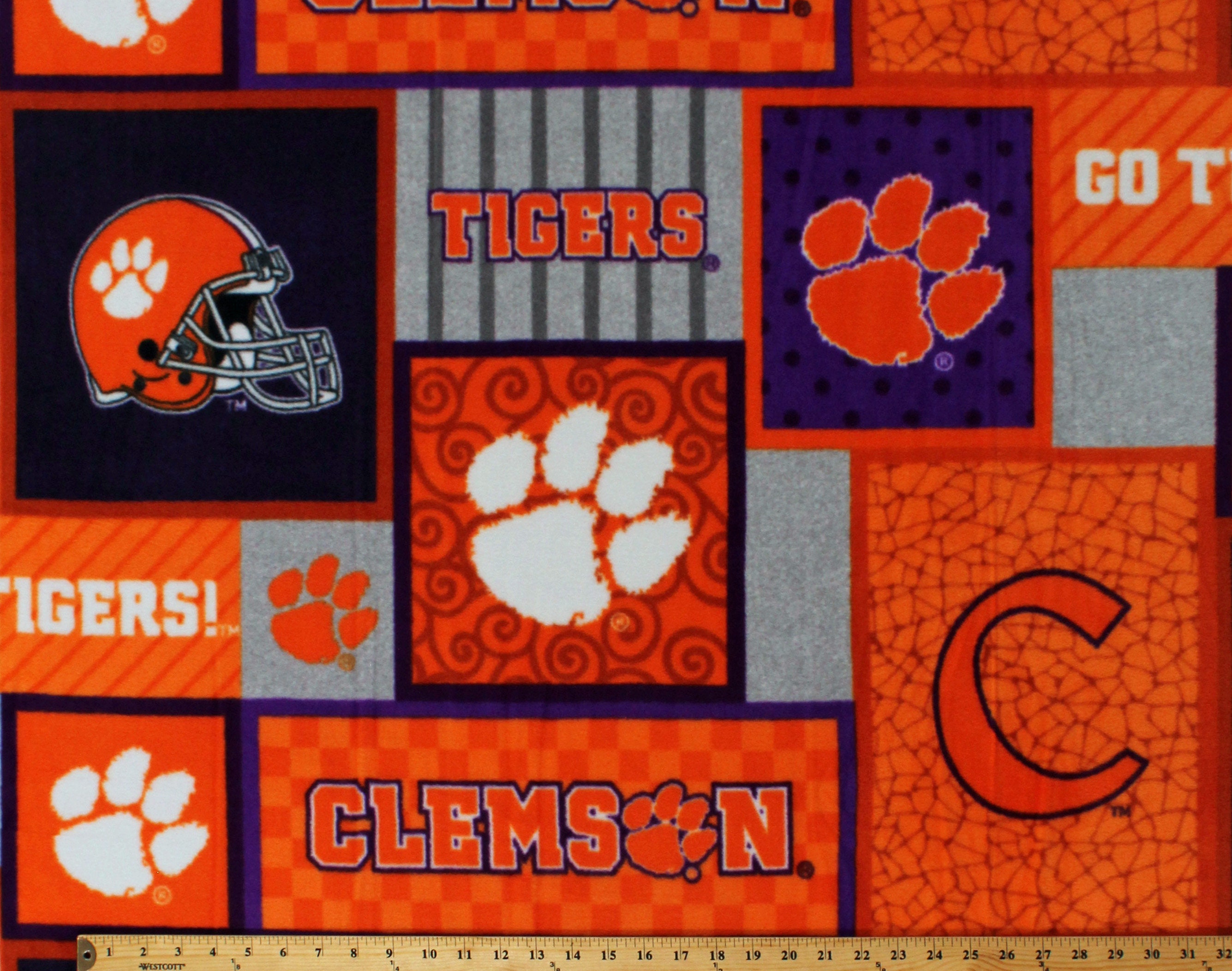 Visual Arts NCAA Clemson University Argyle CLEM-1148 Fleece Fabric By ...