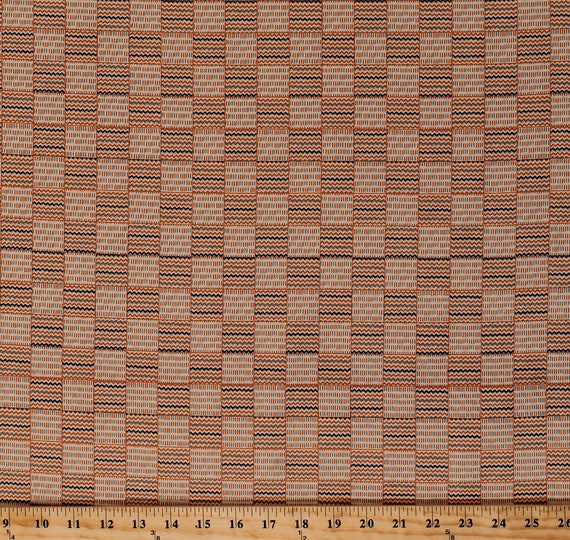 Cotton African Print Tribal Squares Chevrons Orange Blue Cream | Etsy