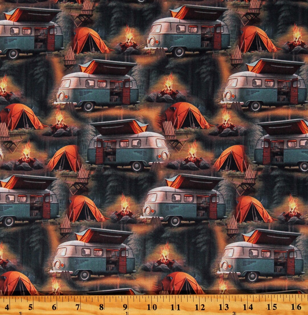 Cotton Camping Outdoors Camping Blue Van Campers Tents Campsites Fire ...