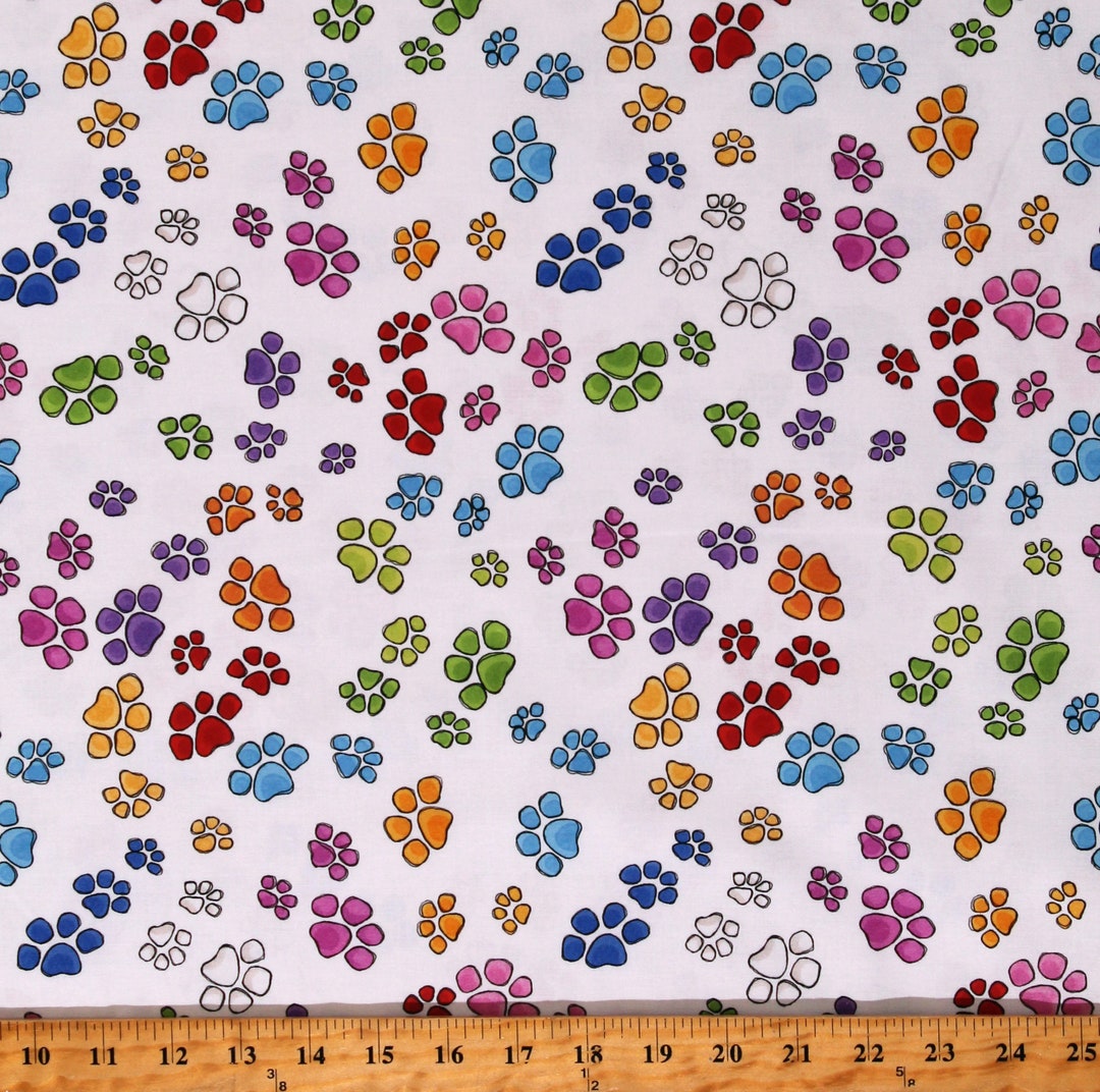 Cotton Dogs Doggies Animals Puppy Prints Paws Tracks Colorful ...