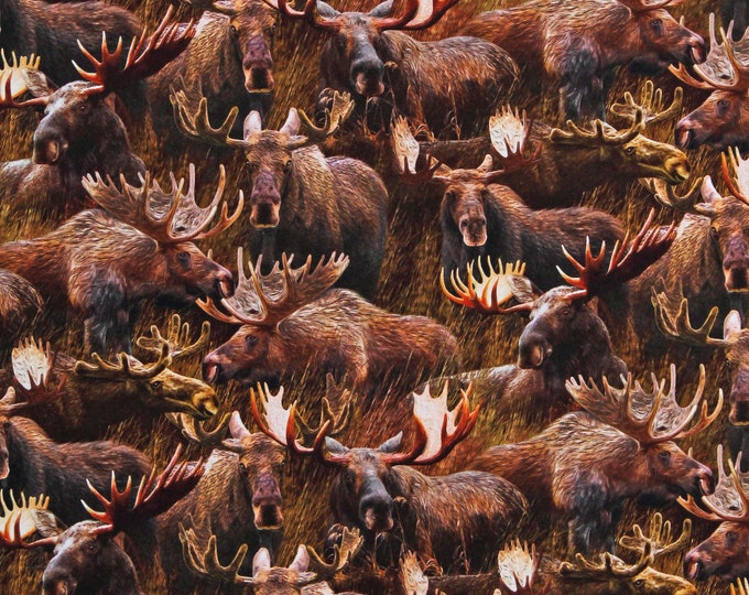 Moose Fabric Multi Moose // Great Outdoors by Littlearrowdesign Moose ...
