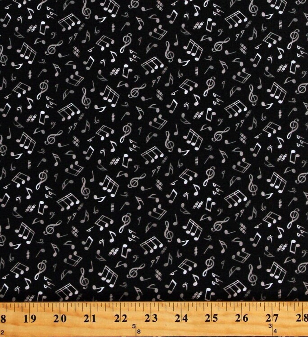 Cotton Music Notes Musical Symbols Bass Treble Clefs Sharps Flats Signs ...