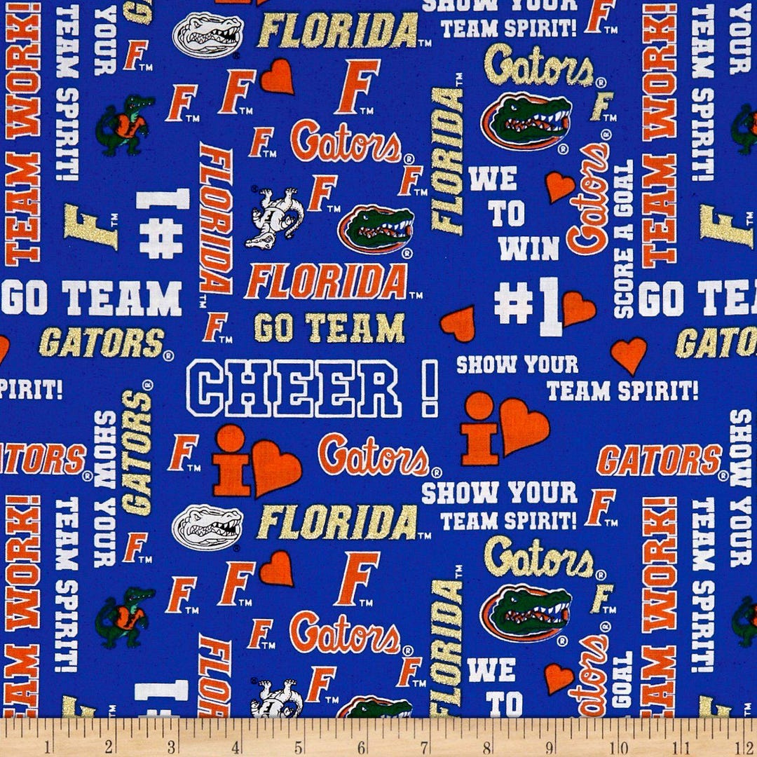 Cotton University of Florida Gators Block Hearts Gold Glitter Metallic ...