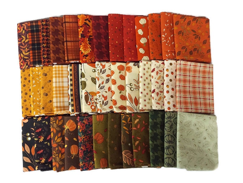 10 Fat Quarters autumn Fall Autumnal Nature Leaves Pumpkins - Etsy