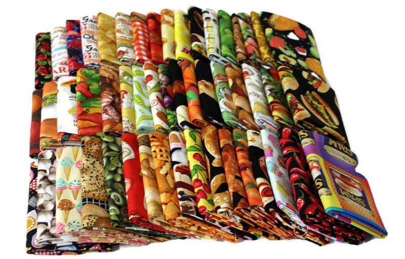 10 Fat Quarters - Food Kitchen Culinary Cuisine Fruit Veggies Candy ...