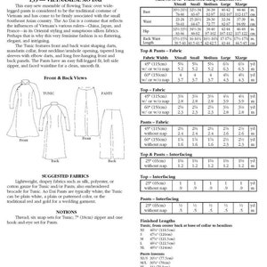Folkwear Vietnamese Ao Dai #139 Tunic Dress Pants Vietnam Sewing ...