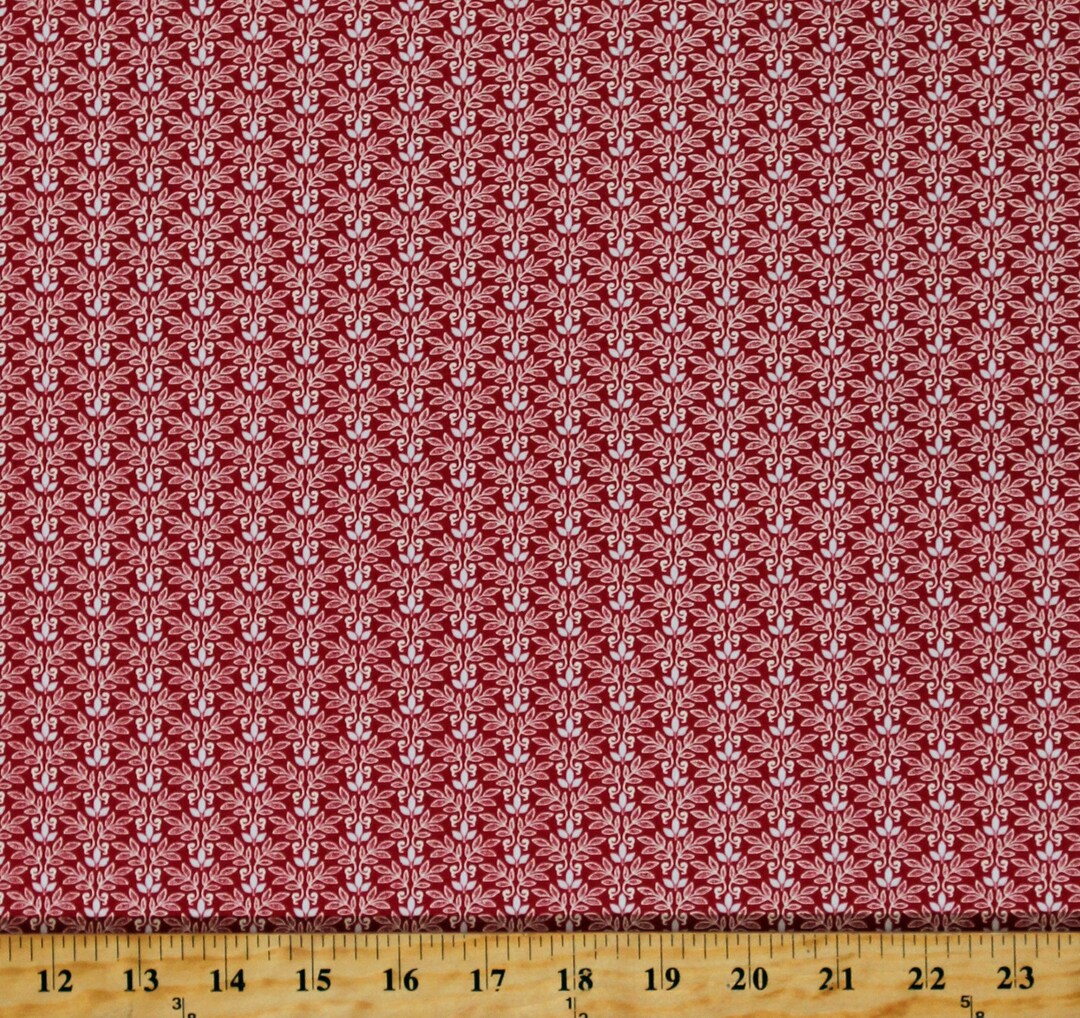 Cotton Scarlett Mary Koval Tri Leaf Red Fabric Print by Yard D409.13 - Etsy