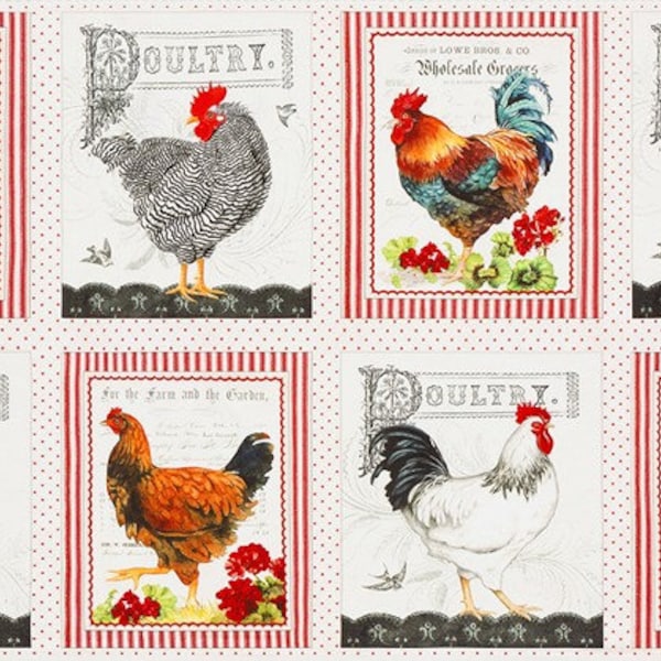 Rooster Fabric - Etsy