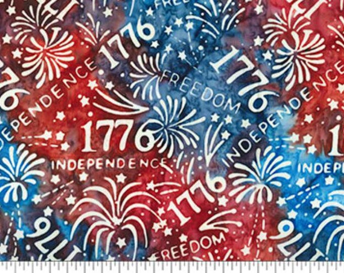 Cotton Batik Celebrating 250 Years Patriot Red White Blue 1776 Firework ...