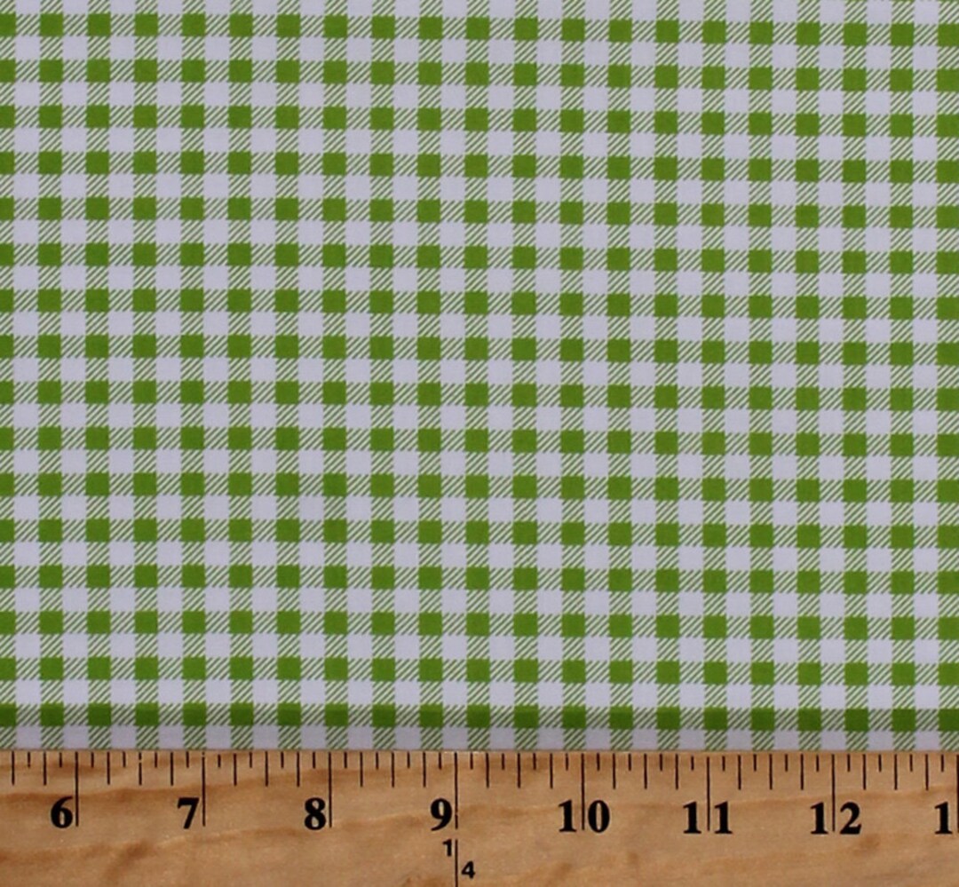 Cotton Lime Green Gingham Checks Checkers Checkered Picnic Pals Organic ...