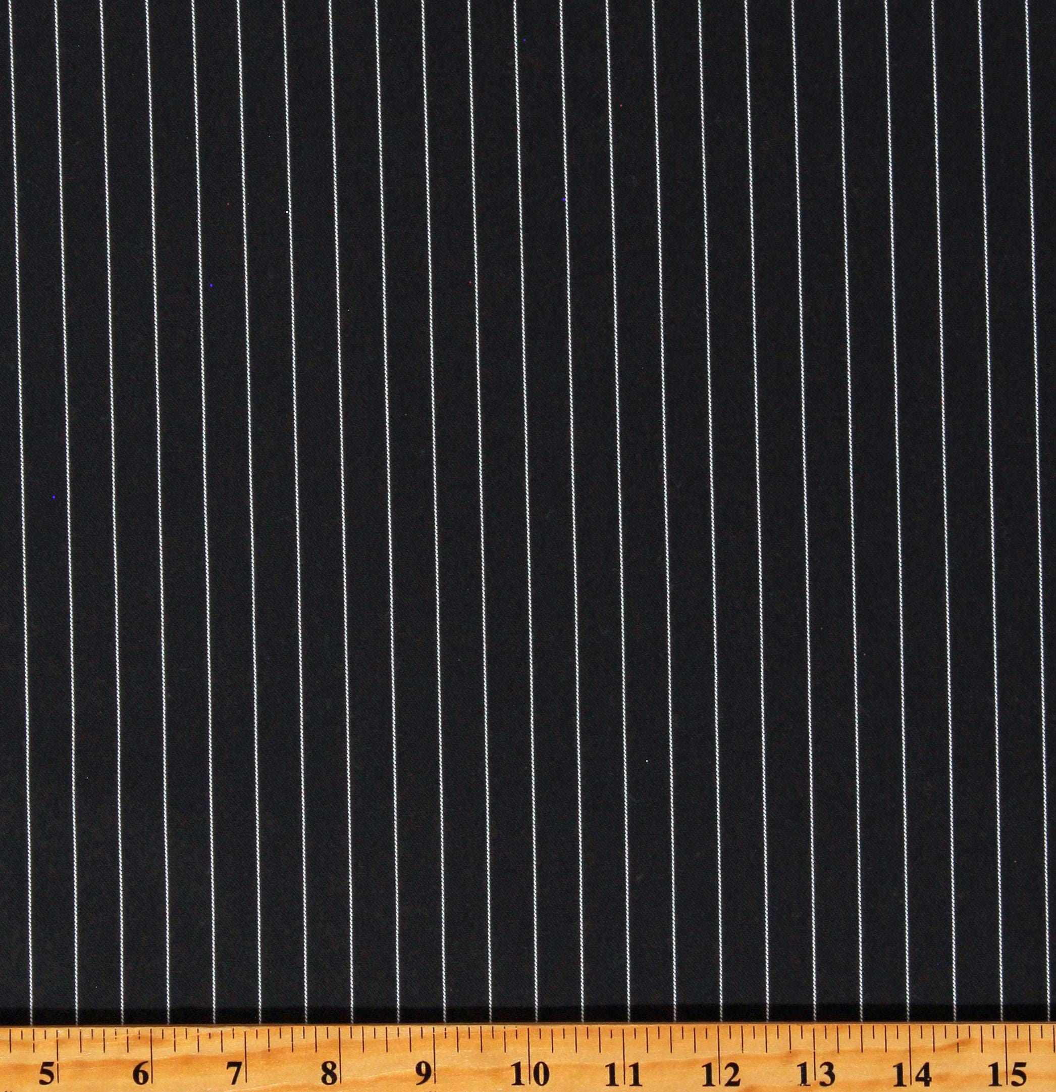 Pinstripe Black and White Suiting Pants Weight Polyester cotton Blend Fine Twill Weave Fabric by the Yard FA14174 D250.03 Etsy