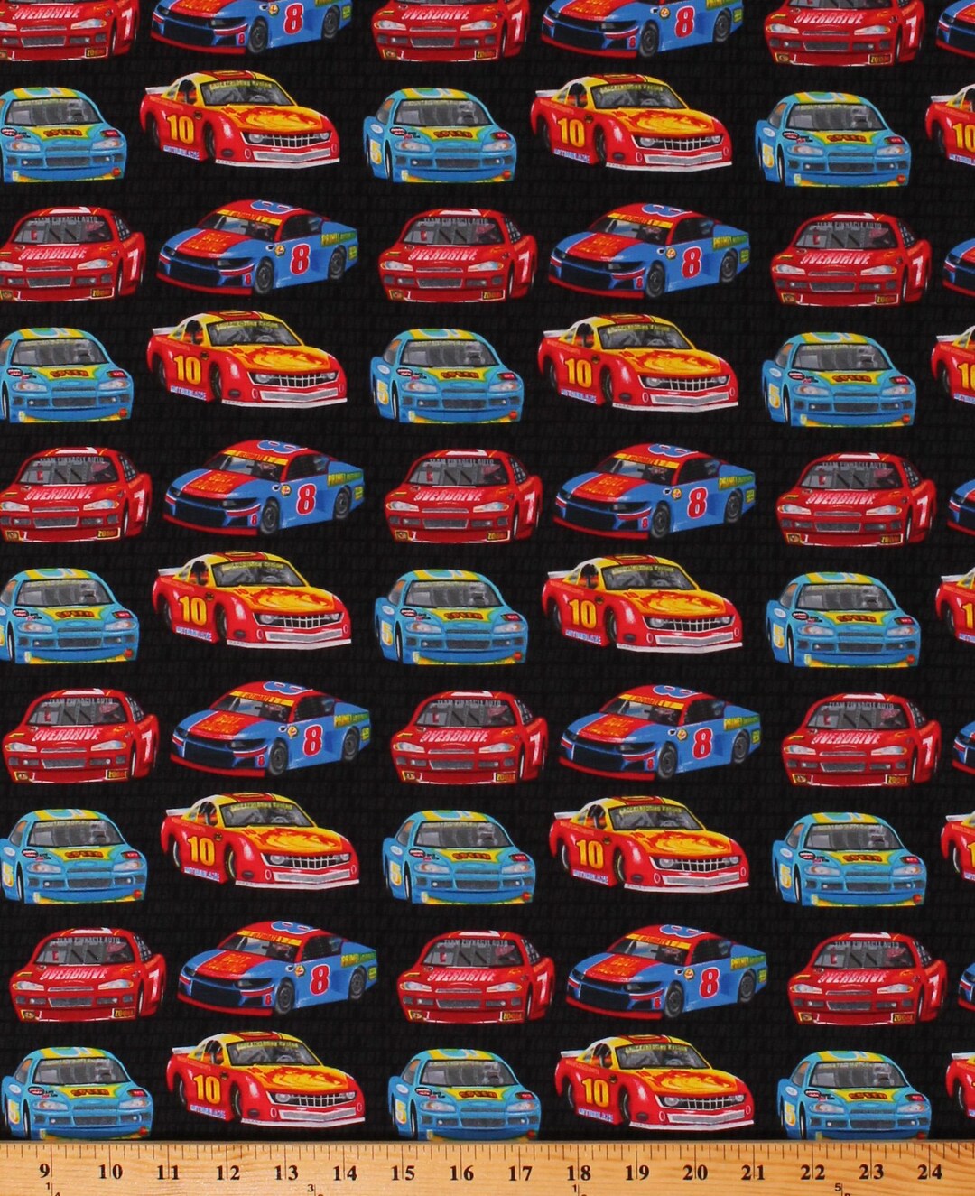 Cotton Colorful Race Cars Vehicles Racing Sports Transportation Start ...