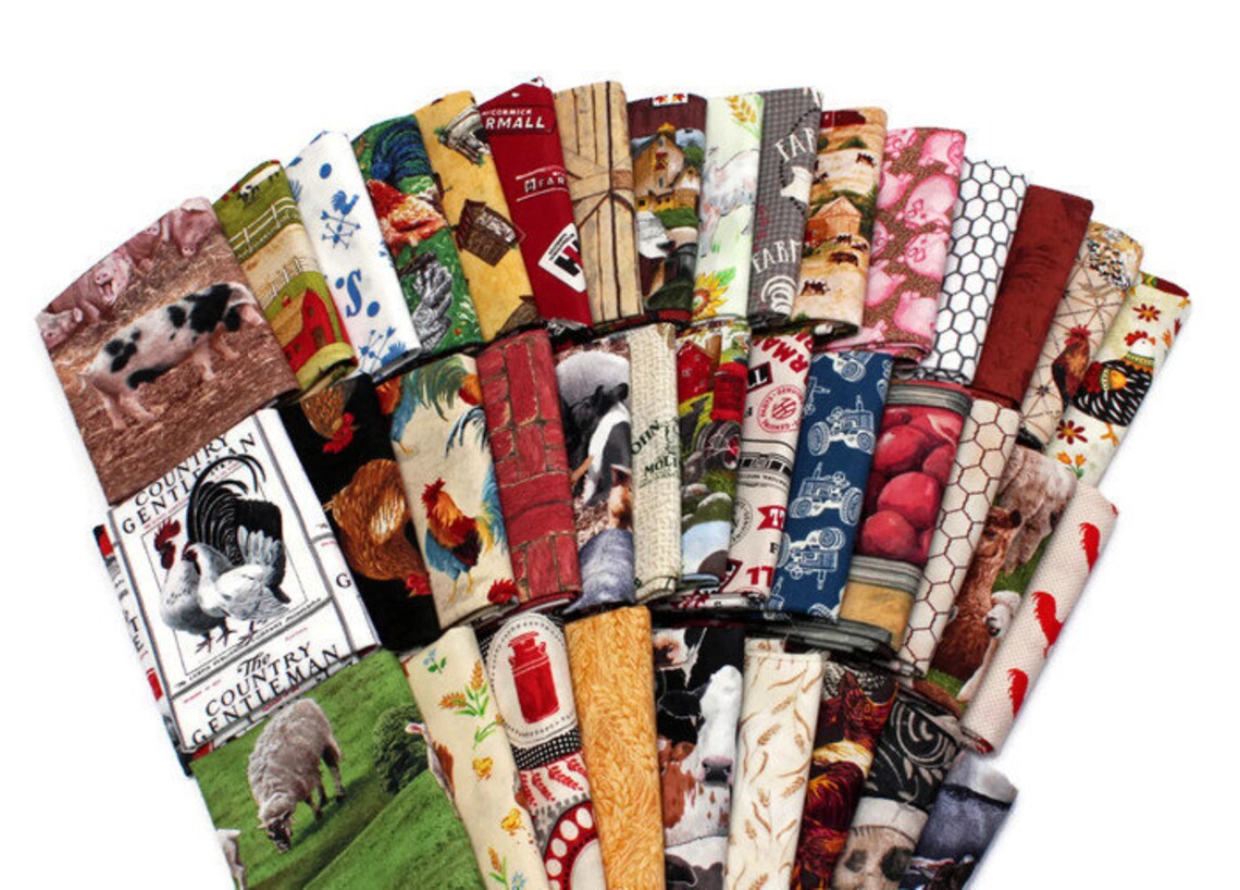 10 Fat Quarters - Farm Farming Country Hobby Farmer Ranch Orchard ...