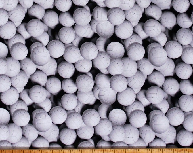 Volleyball Fabric One Inch Black and White Volleyballs on White by ...