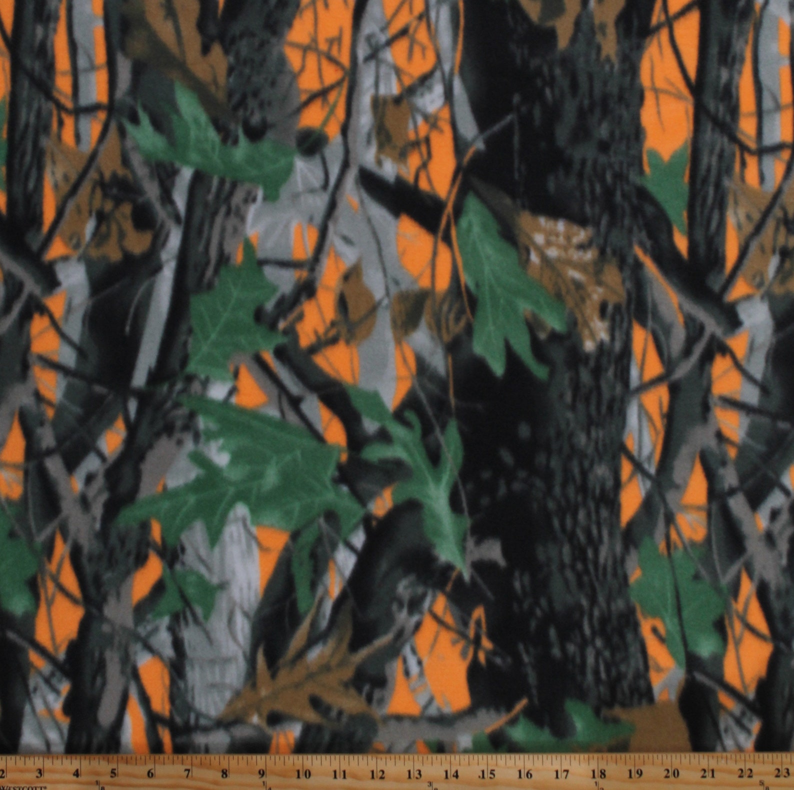 Fleece Deep Woods Camo Orange Camouflage Tree Branch Leaves Leaf Fleece ...