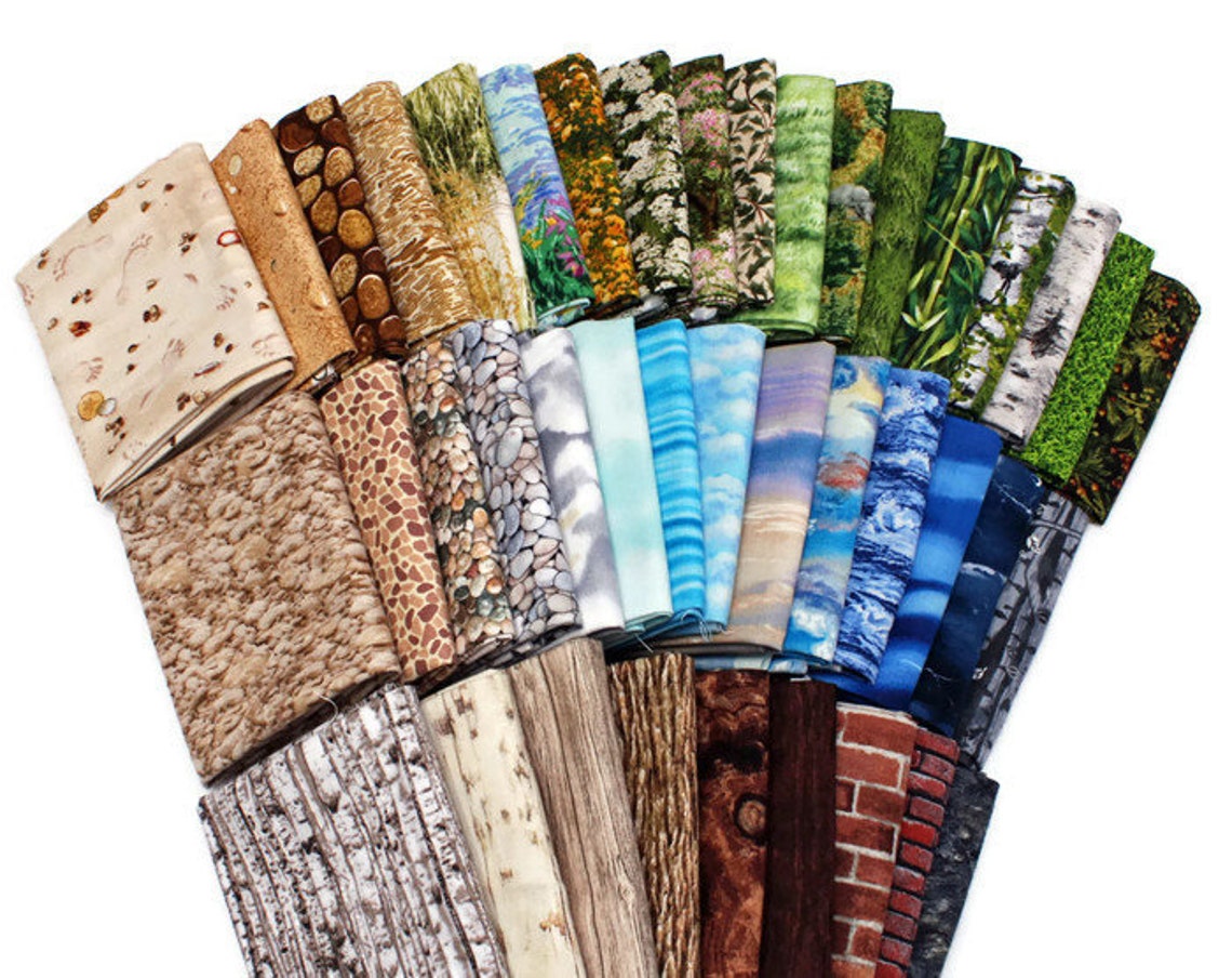 10 Fat Quarters - Assorted Landscape Quilt Nature Grass Birch Bark ...