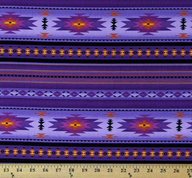 Cotton Southwestern Tuscon Purple Aztec Cotton Fabric Print by - Etsy