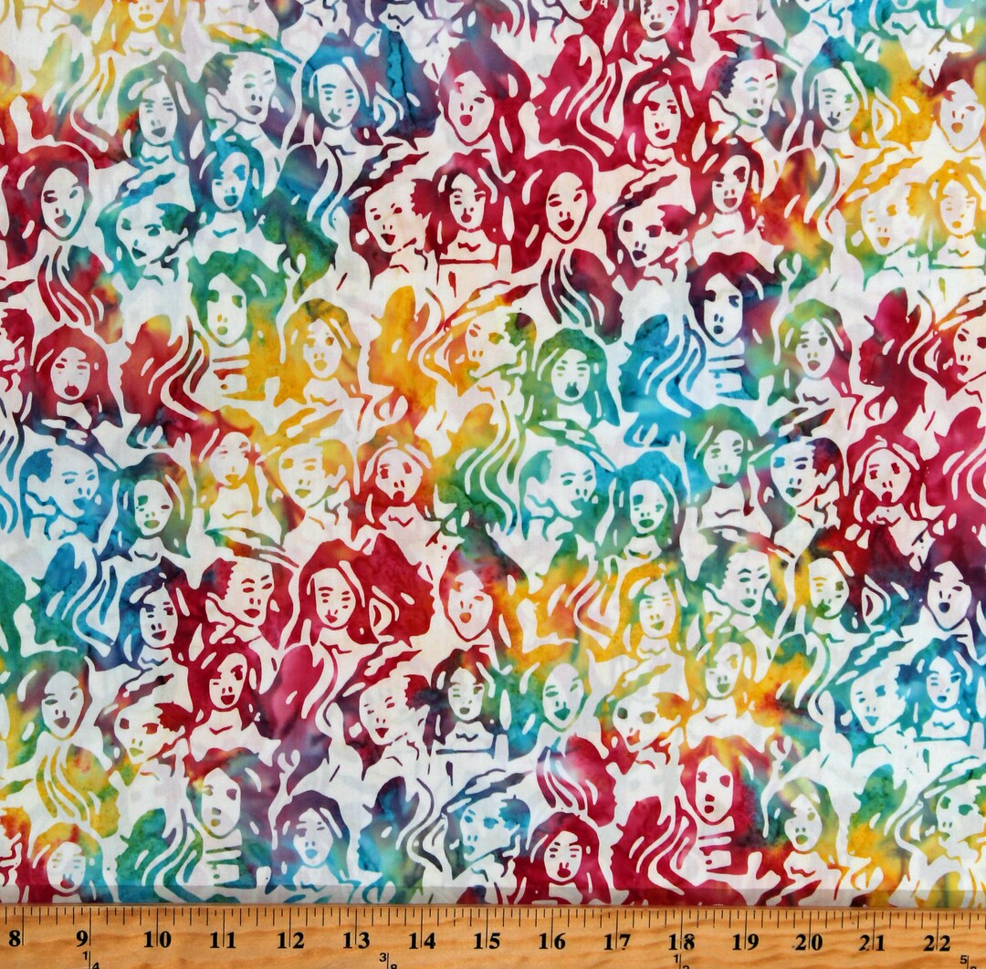 Cotton Batik Women's Faces Ladies Portraits Multi-color Boutique Batiks ...