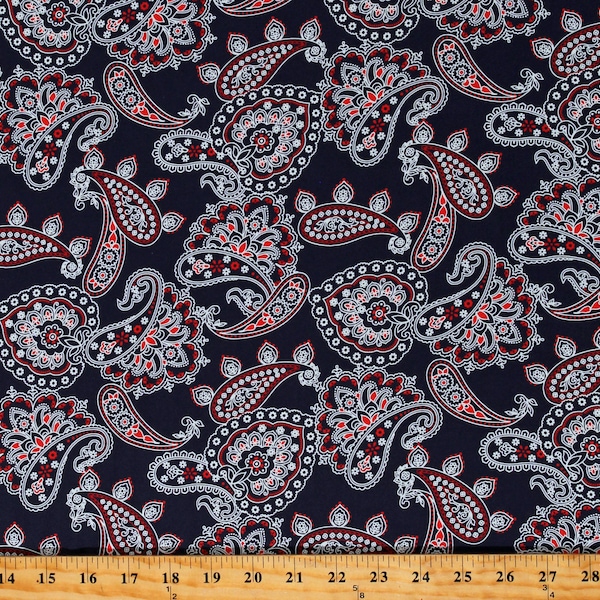 Navy Blue Paisley Fabric - Etsy