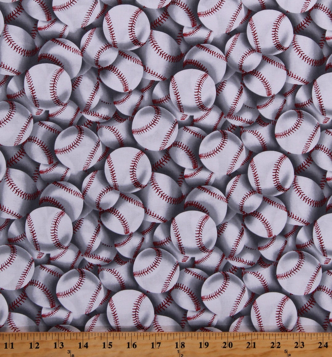 Cotton Baseballs Allover Sports Players Balls Athletes Homerun White ...