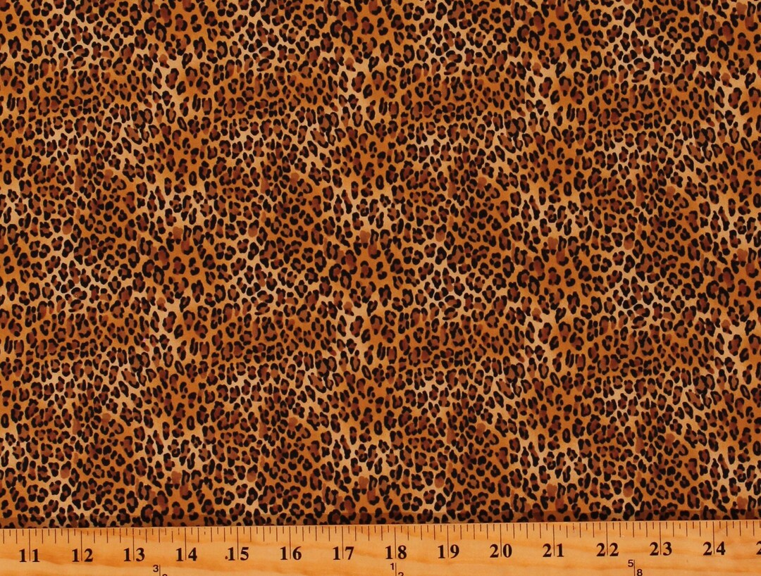 Cotton Leopard Print Cheetah Print Animals Brown Cotton Fabric Print by ...